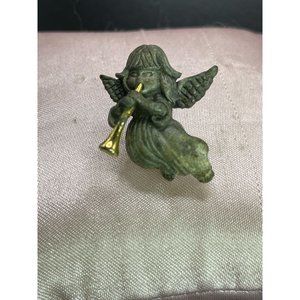 Dana | Jewelry | Vintage Pewter Tone Dana Angel Blowing Gold Tone Horn ...
